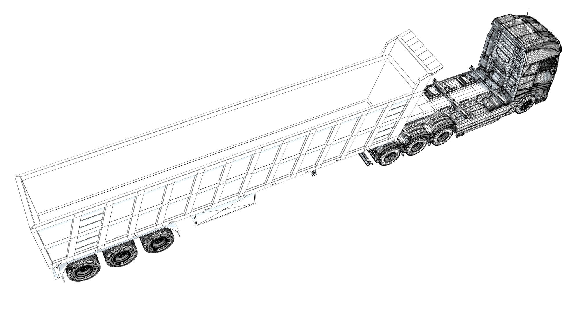 Truck with Tipper Trailer - 3D Model by 3D Horse