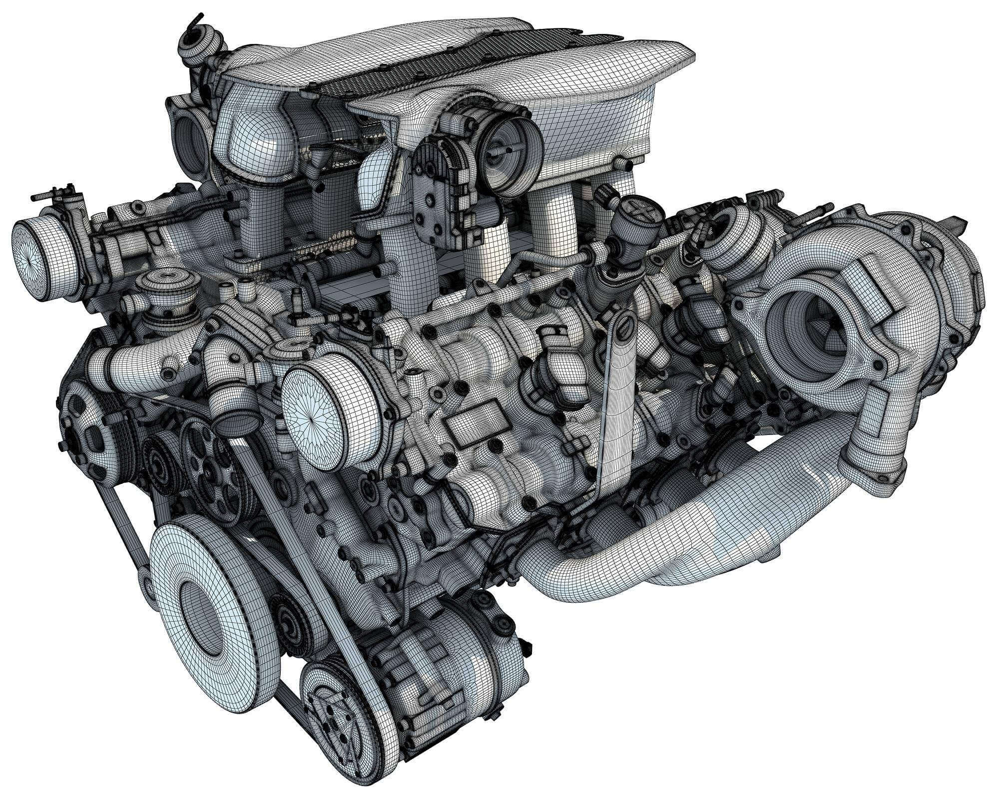 Twin Turbocharged V8 Engine - 3D Model by 3D Horse