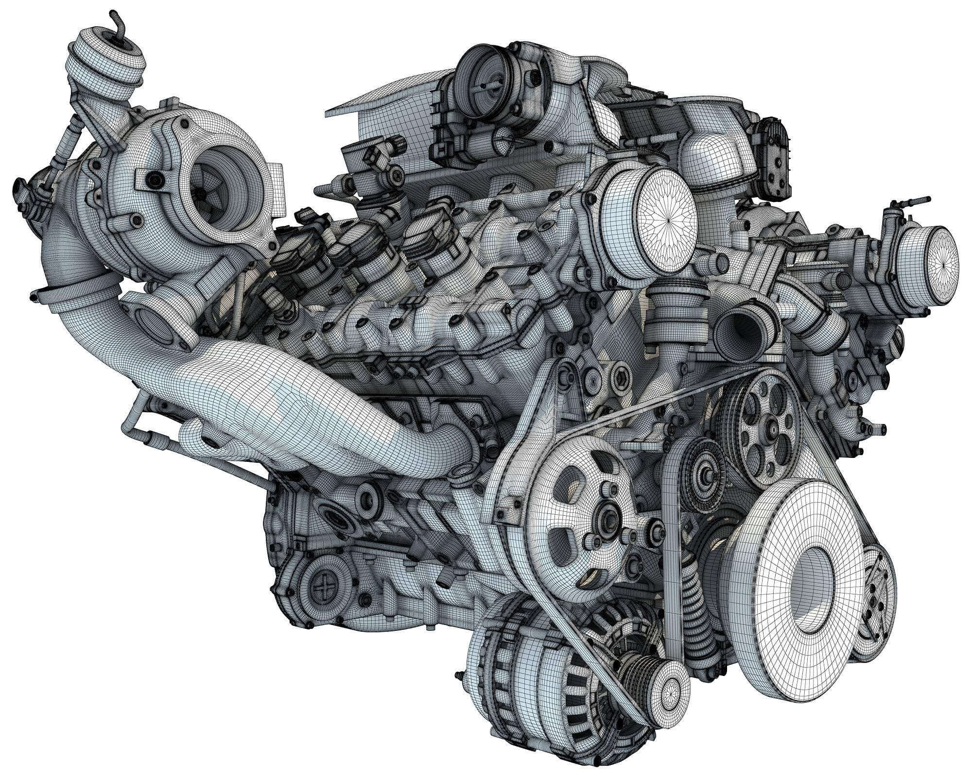Twin Turbocharged V8 Engine - 3D Model by 3D Horse