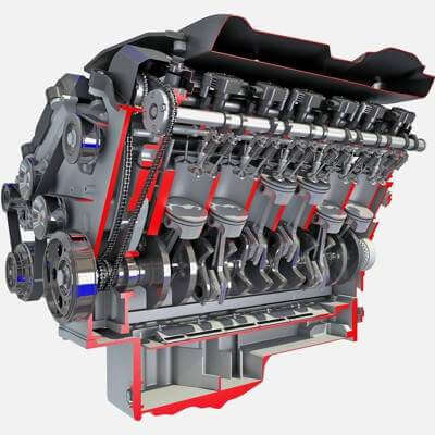 V12 Engine Full and Cutaway - 3D Model by 3D Horse