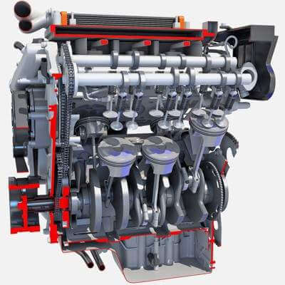 V6 Car Engine Cutaway - 3D Model by 3D Horse