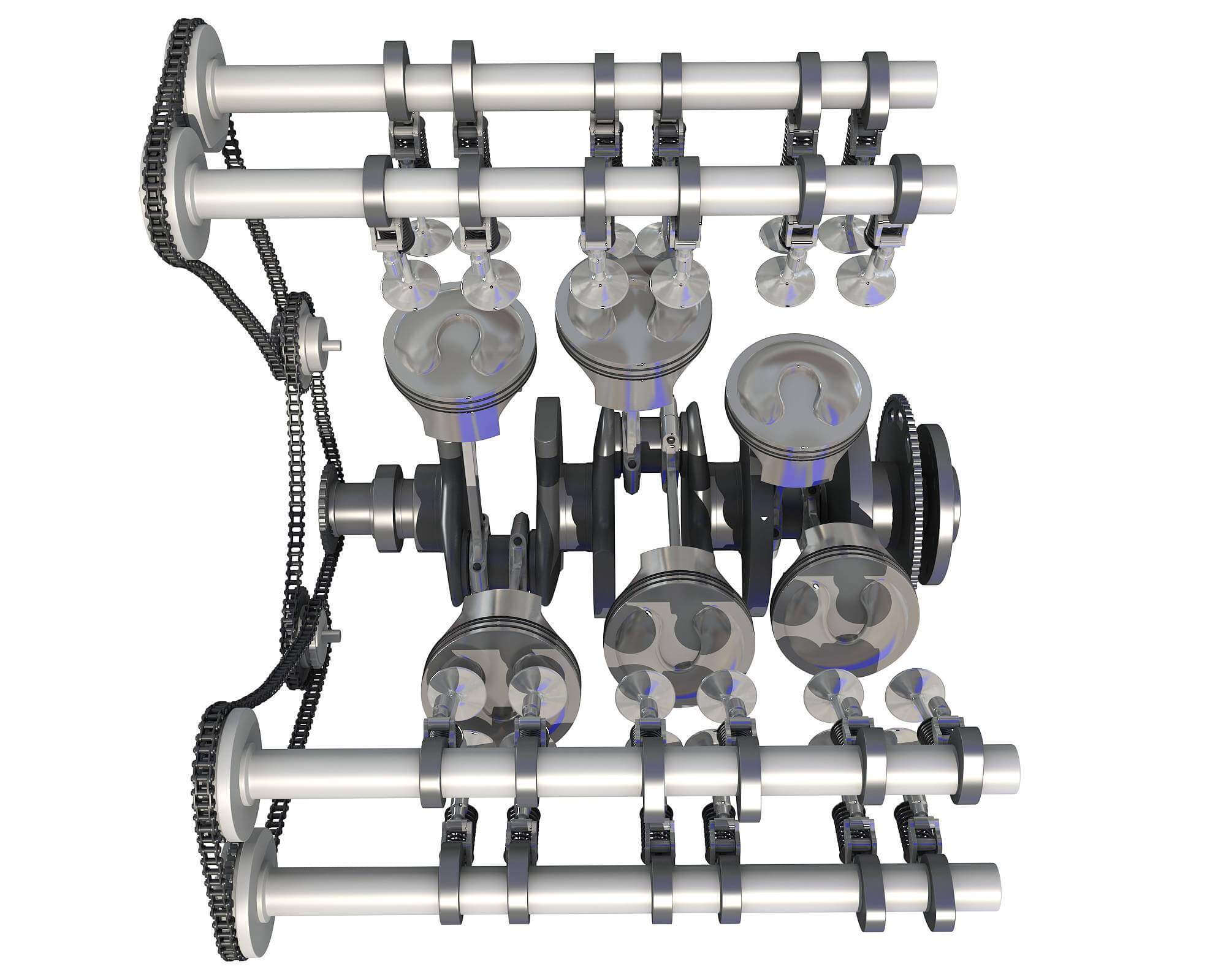 V6 Engine Cylinders Crankshaft - 3D Model by 3D Horse