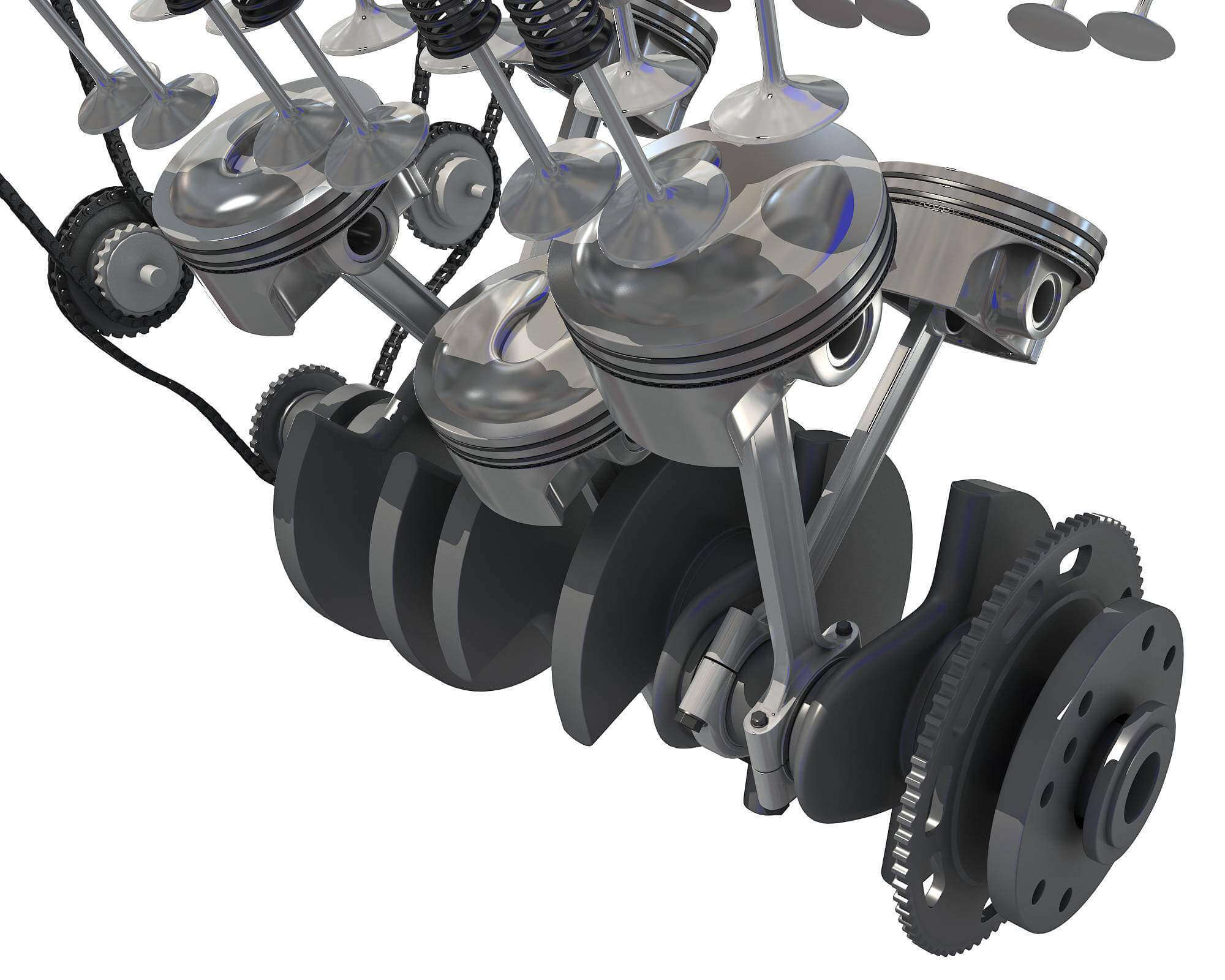V6 Engine Cylinders Crankshaft - 3D Model by 3D Horse