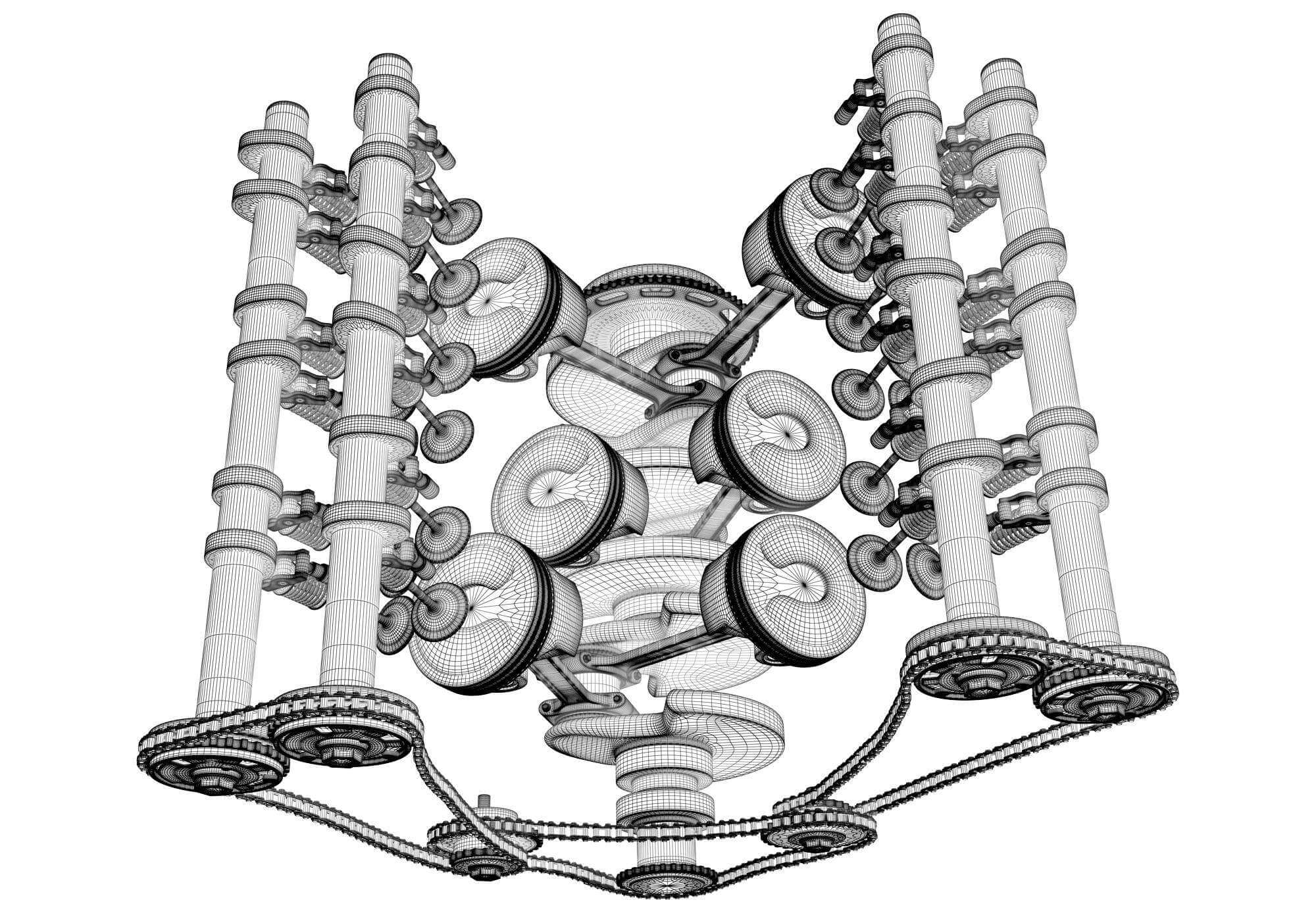 V6 Engine Cylinders Crankshaft - 3D Model by 3D Horse