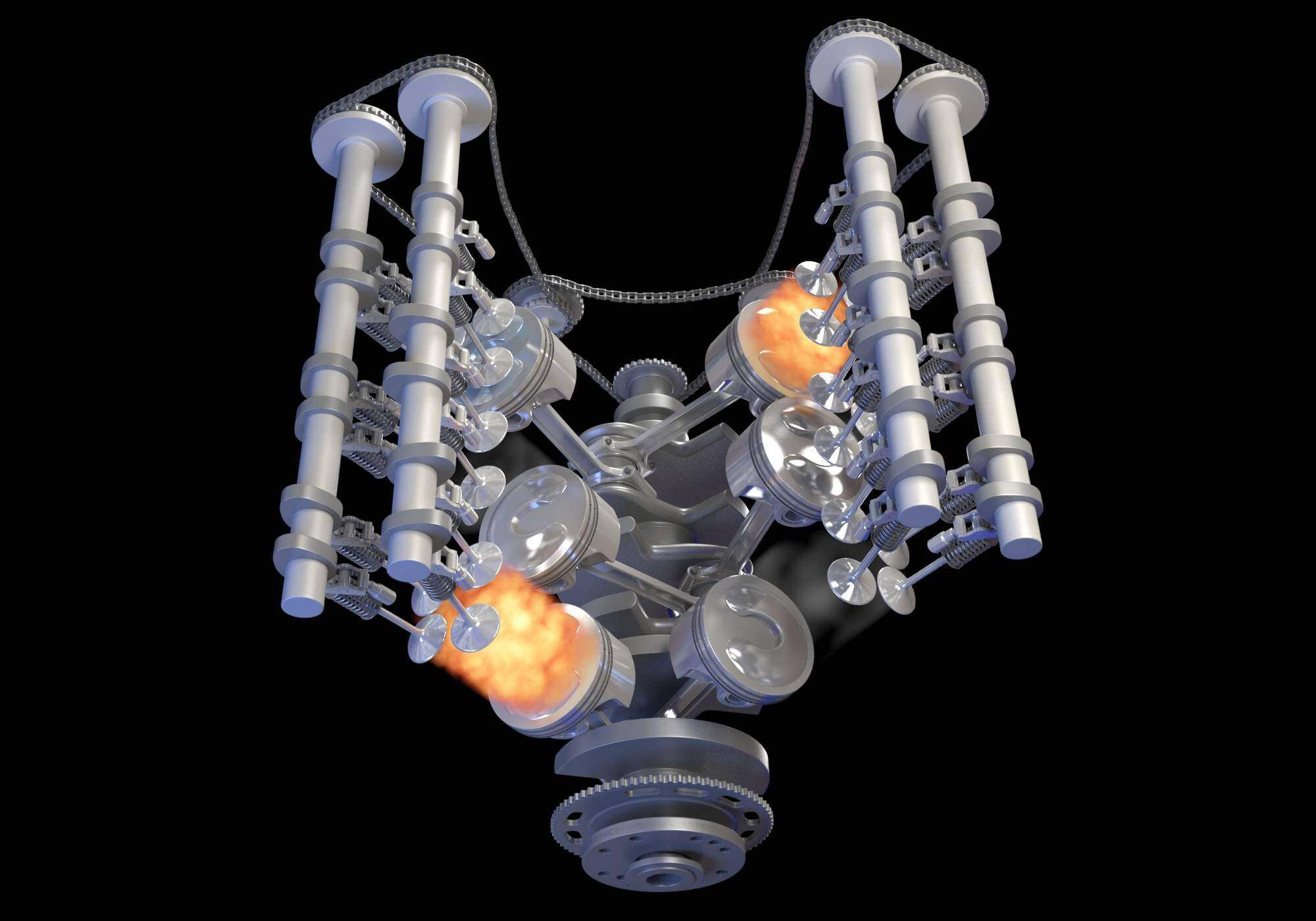 V6 Engine with Gasoline Ignition - 3D Model by 3D Horse