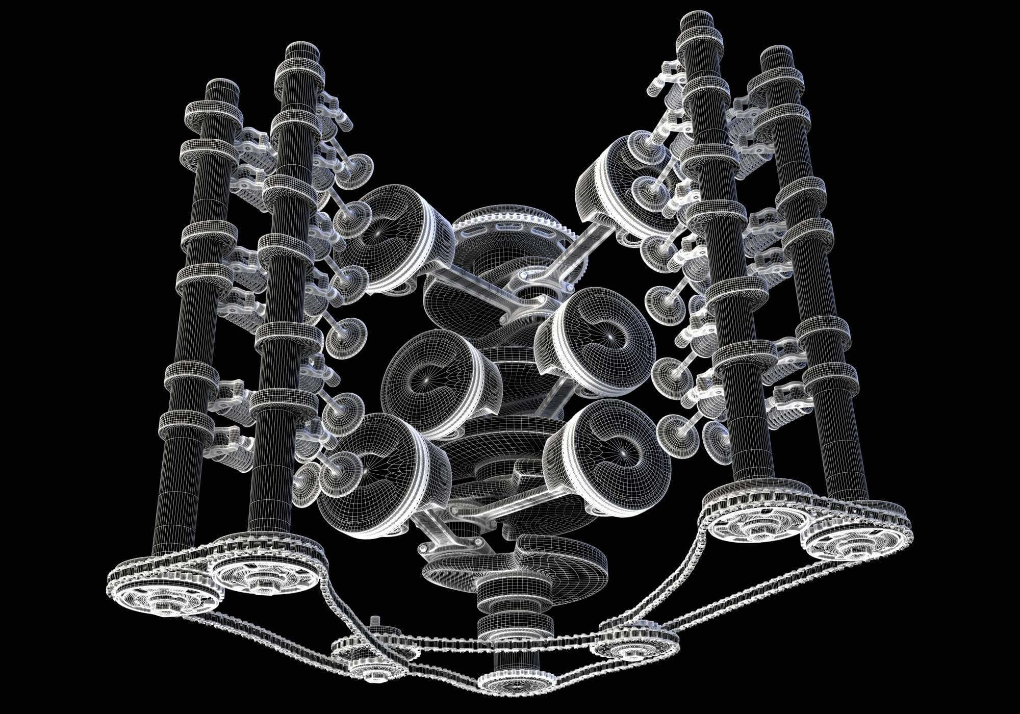 V6 Engine with Gasoline Ignition - 3D Model by 3D Horse