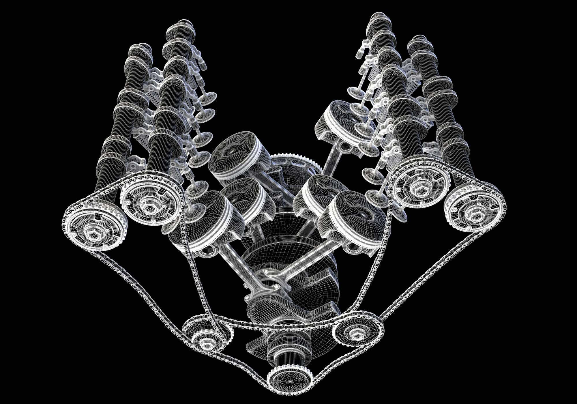 V6 Engine with Gasoline Ignition - 3D Model by 3D Horse