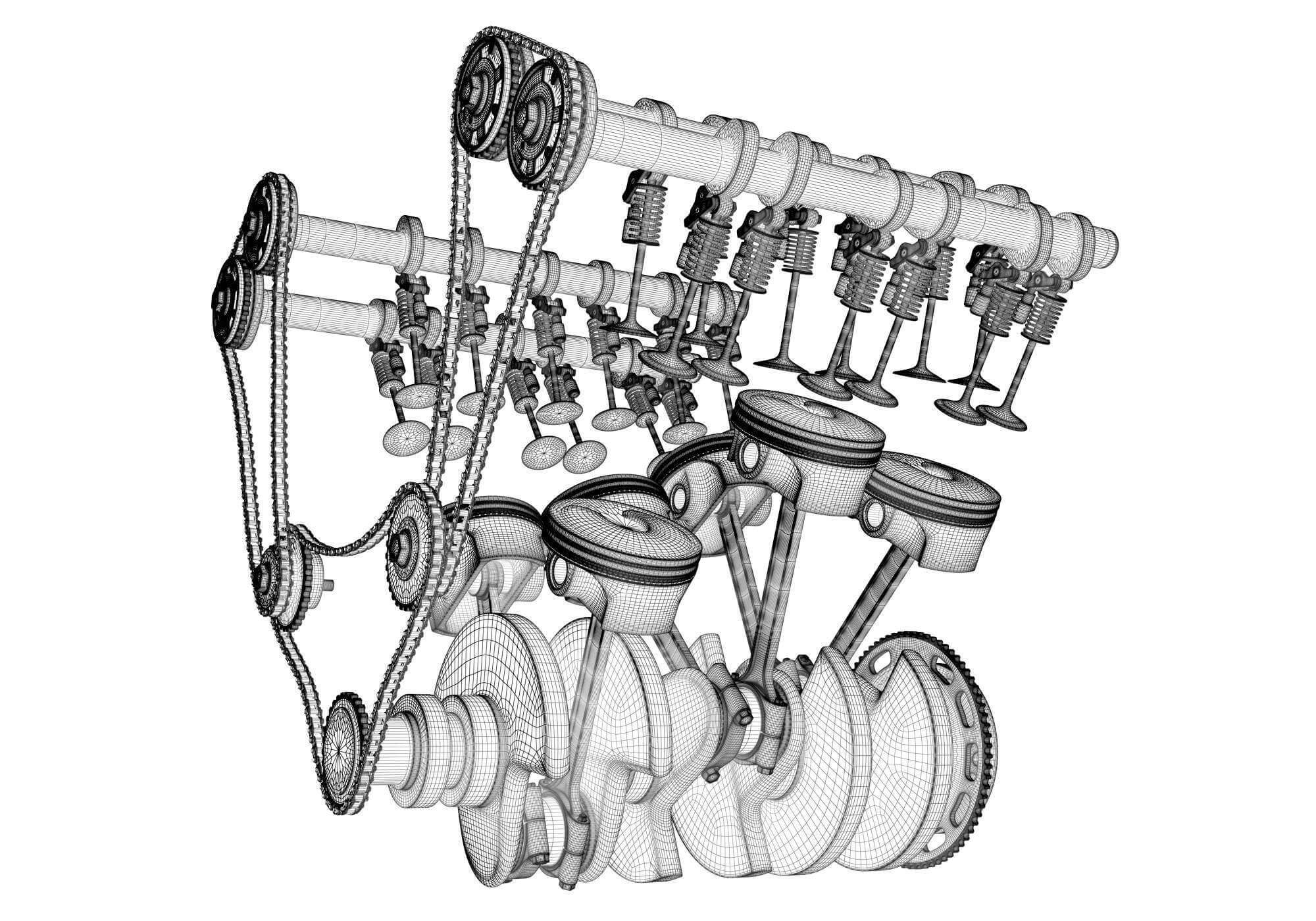 Audi V6 Engine Cutaway Drawing