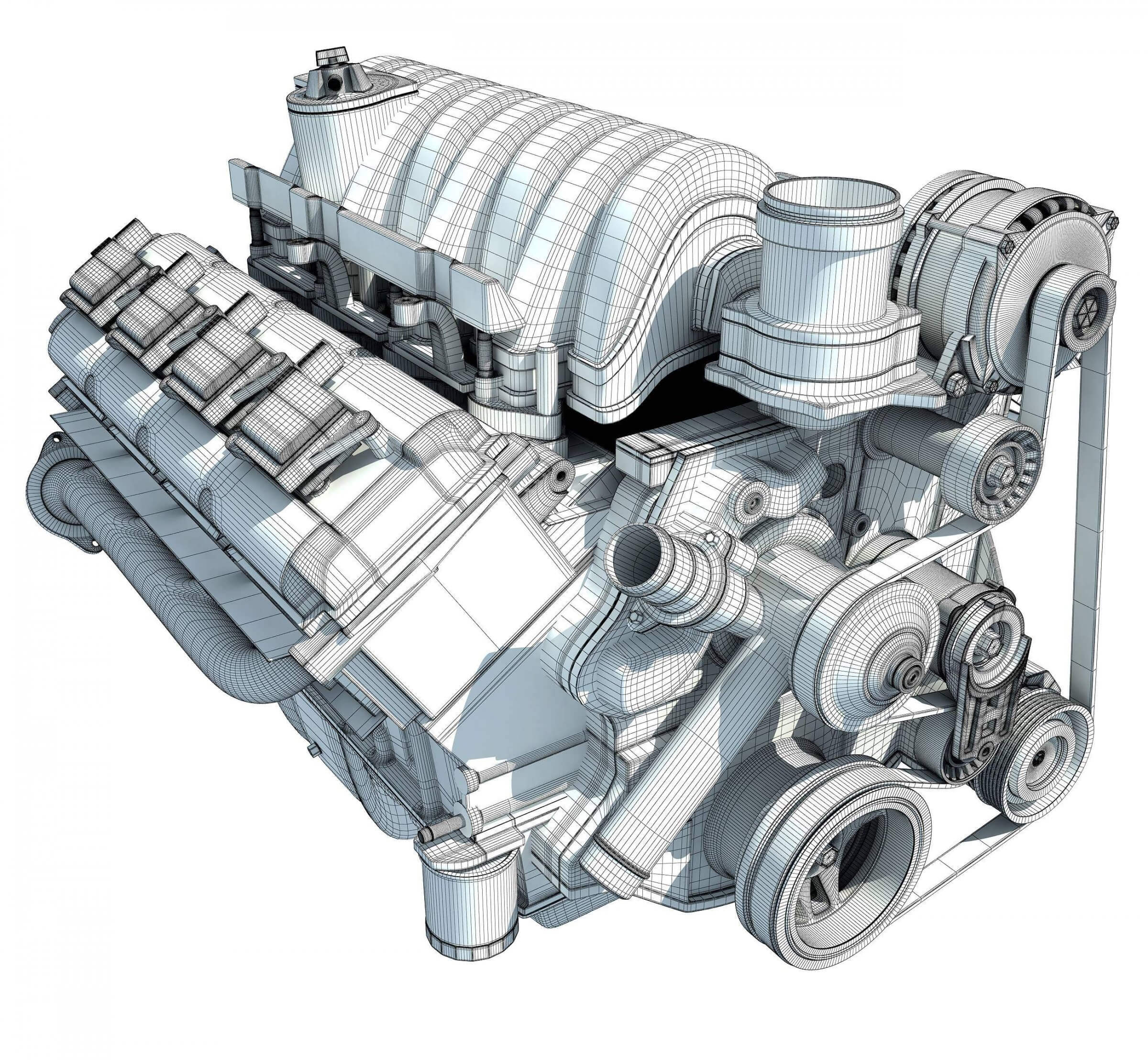 V8 Car Engine - 3D Model by 3D Horse