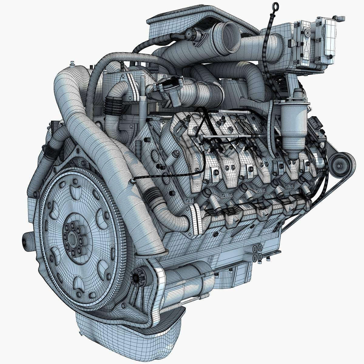 V8 Engine with Automatic Transmission - 3D Model by 3D Horse