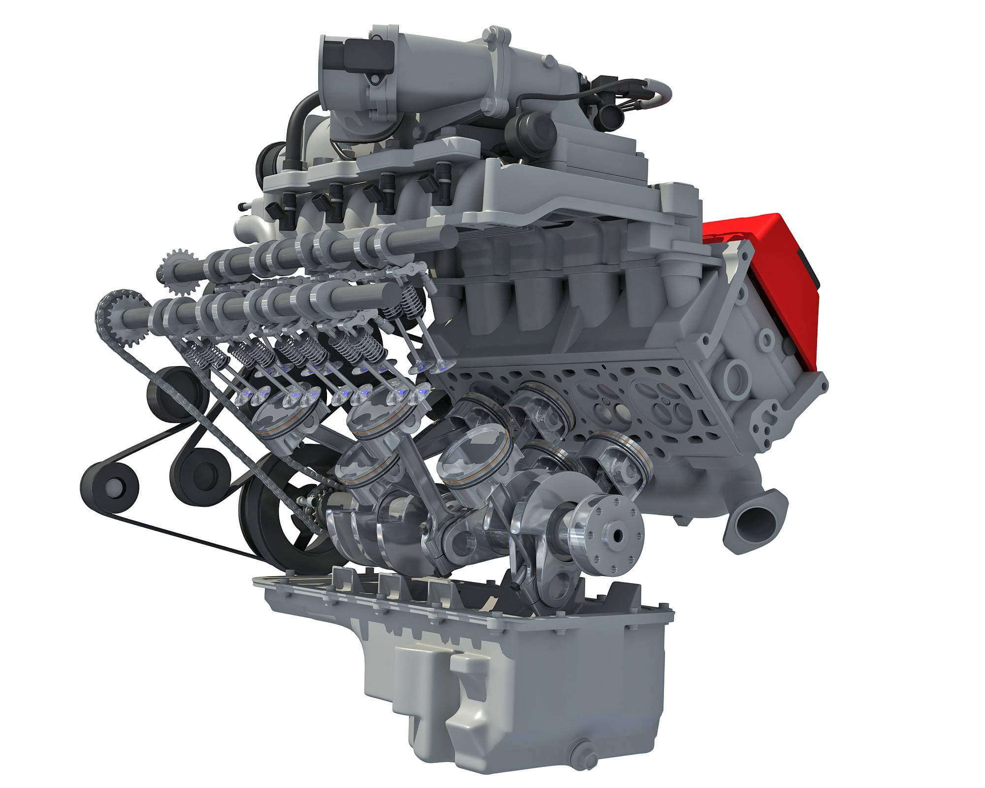 Animated V8 Engine - 3D Model by 3D Horse
