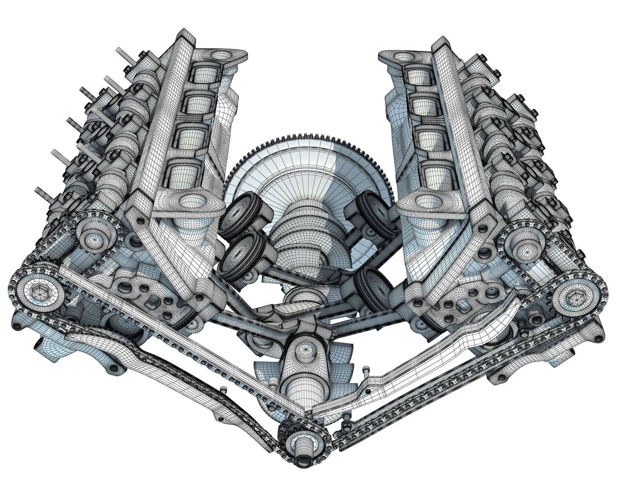 Animated V8 Engine - 3D Model by 3D Horse