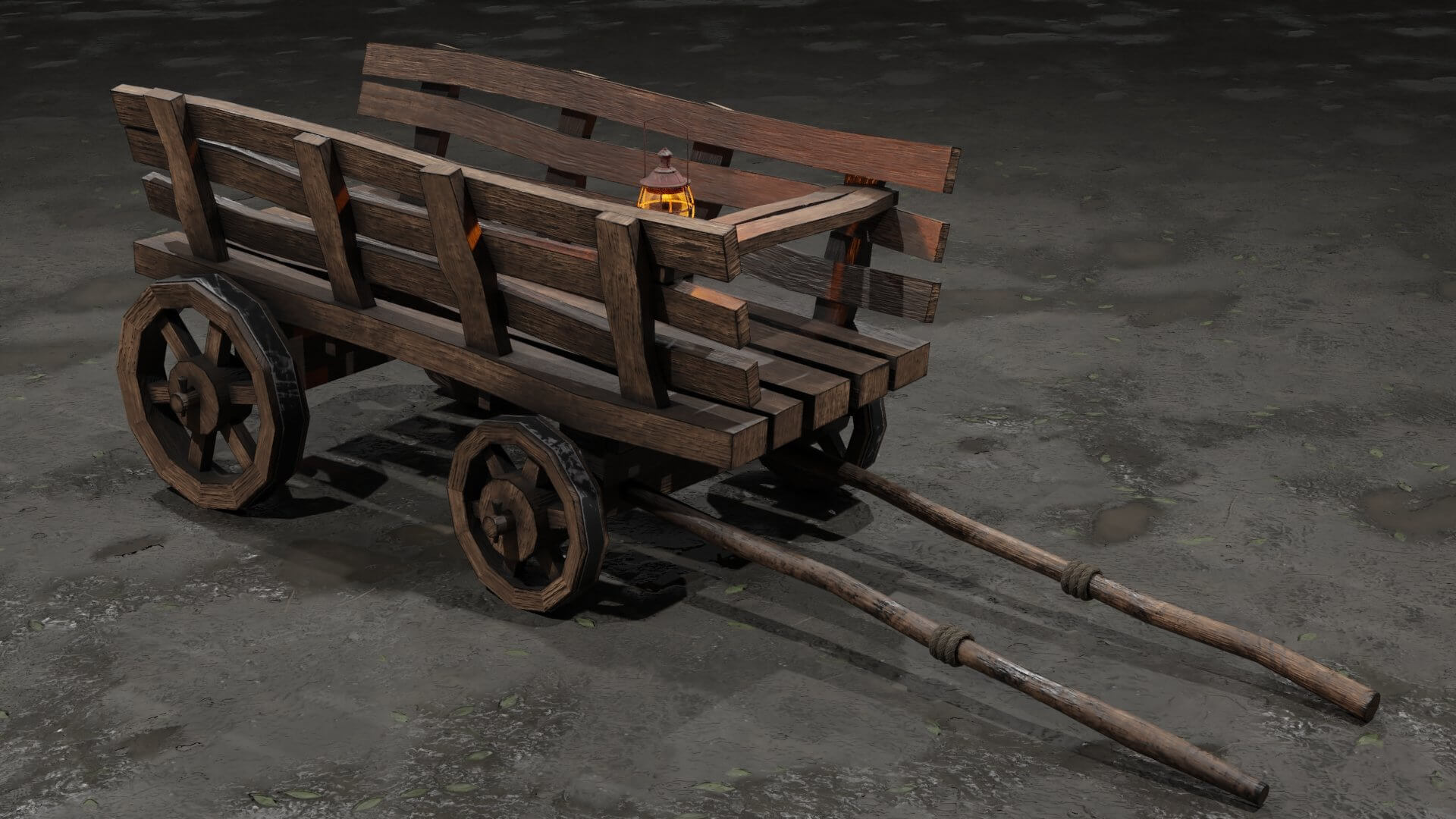 Set of Stylized Medieval Carts with a Lamp and a Load - 3D Model by 3D_Kod