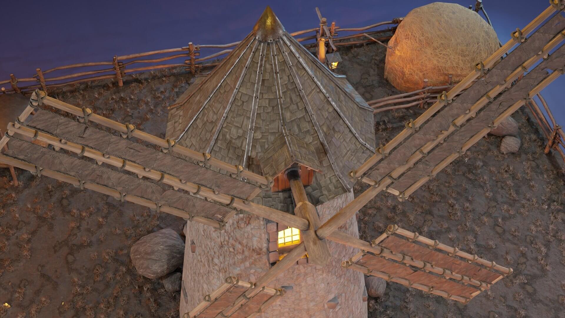 Stylized Medieval Scene of a Mill with Props - 3D Model by 3D_Kod