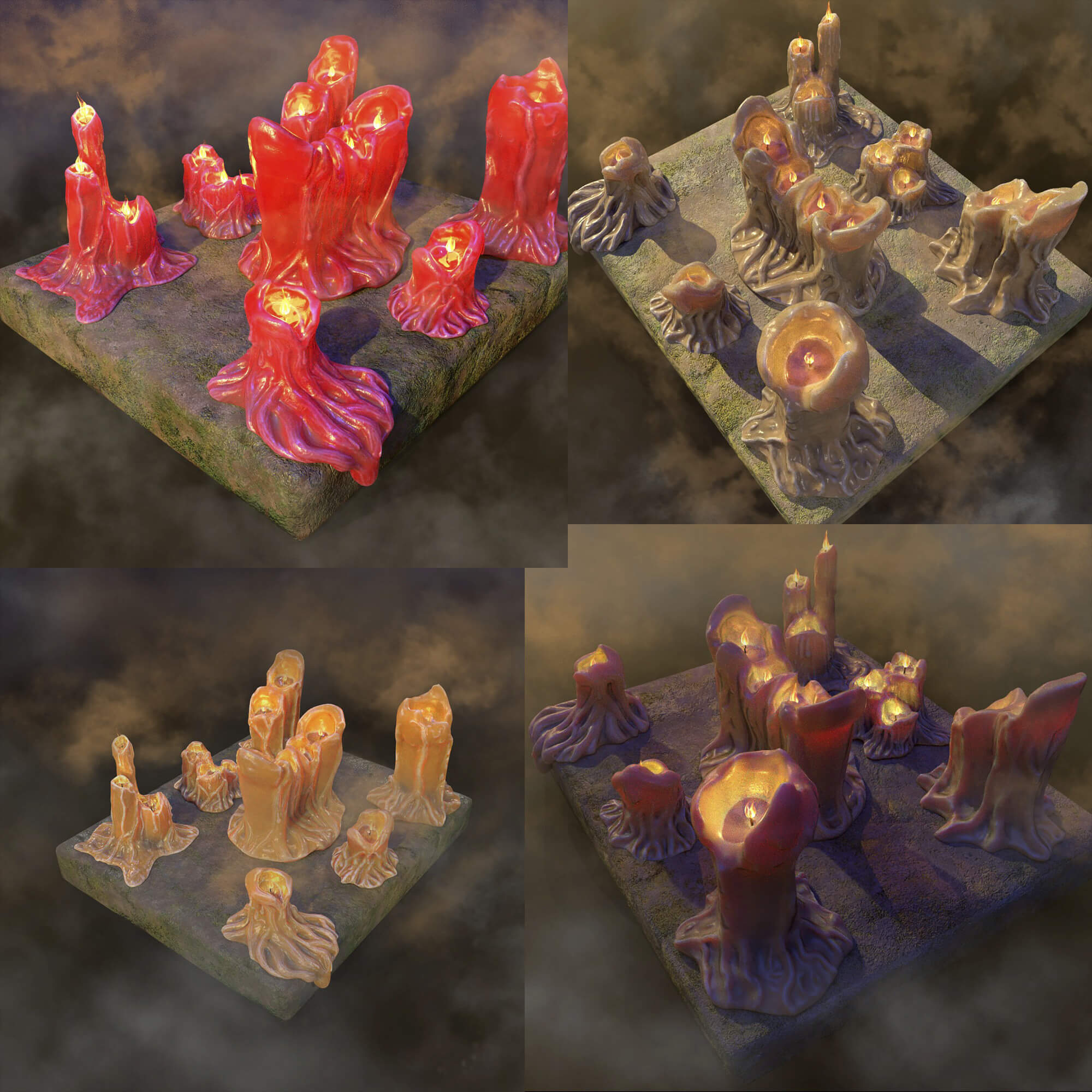 Set of candles 3D Render, Digital Art by 3D_Kod