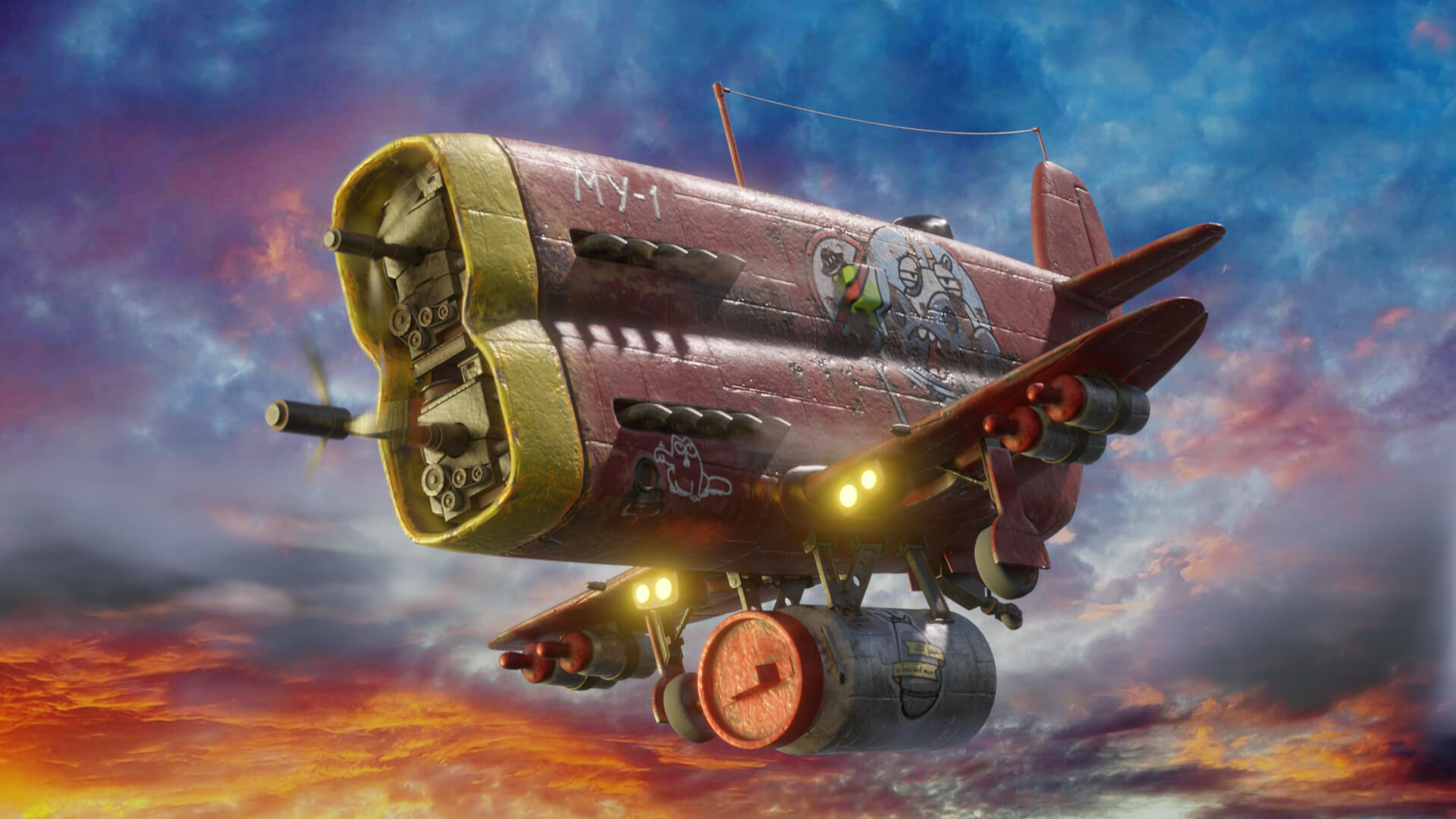 Stylized realistic red airplane 3D Render, Digital Art by 3D_Kod