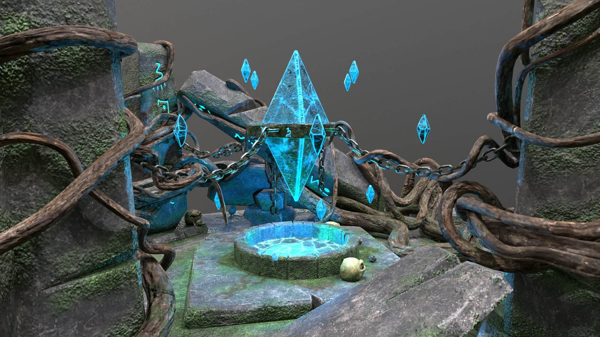 Magic Crystal Scene - 3D Model by 3D_Kod