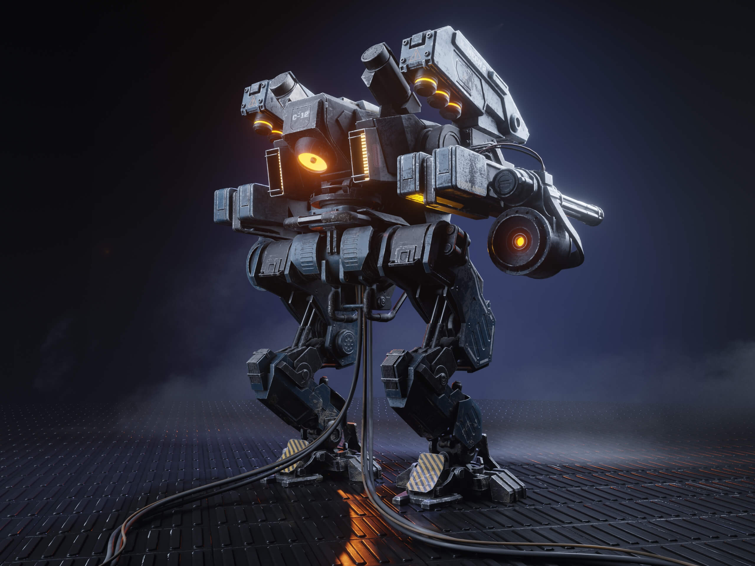 Realistic Mech in Military Style - 3D Model by 3D_Kod