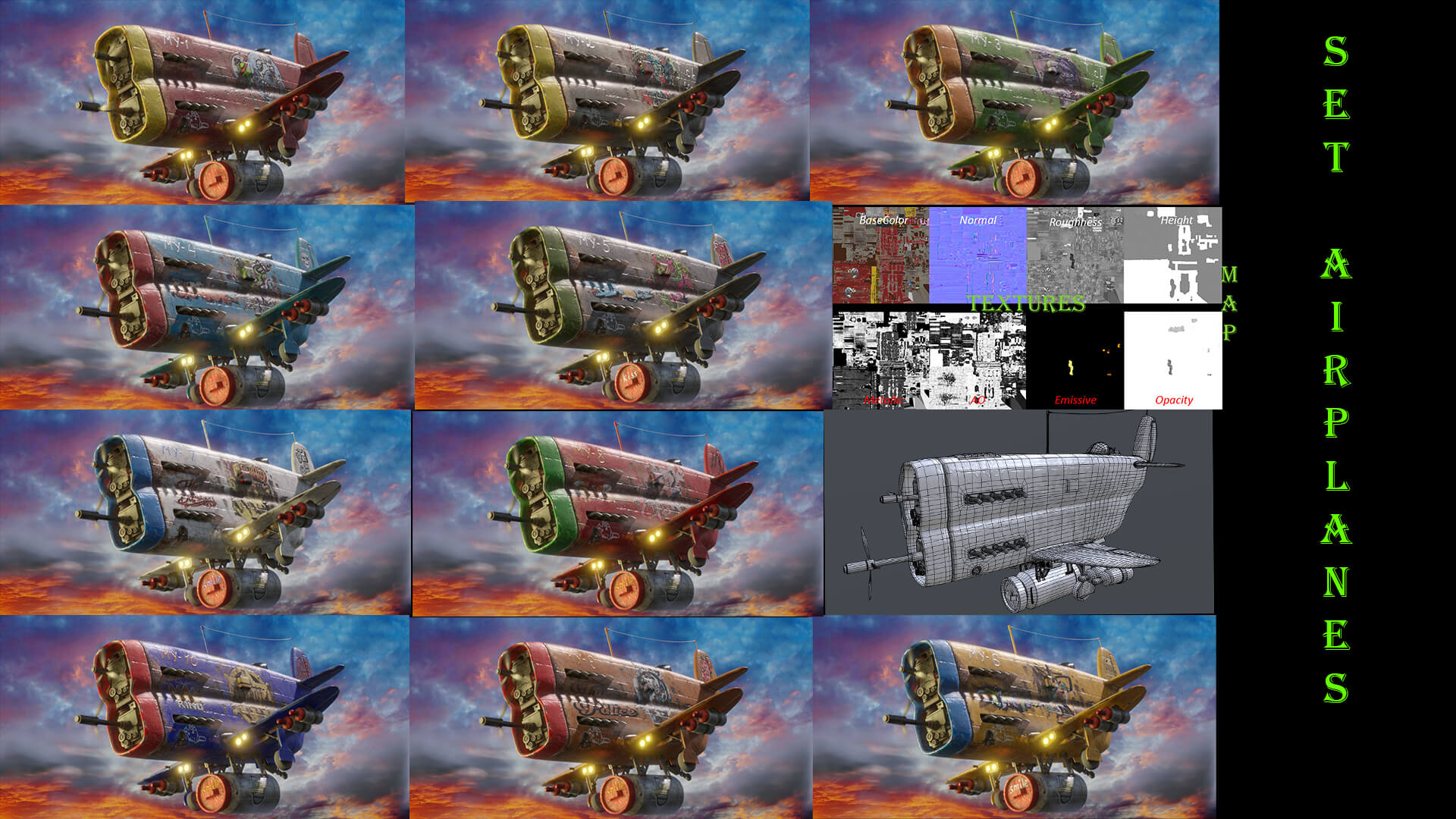 Set of Stylized Realistic Airplanes - 3D Model by 3D_Kod