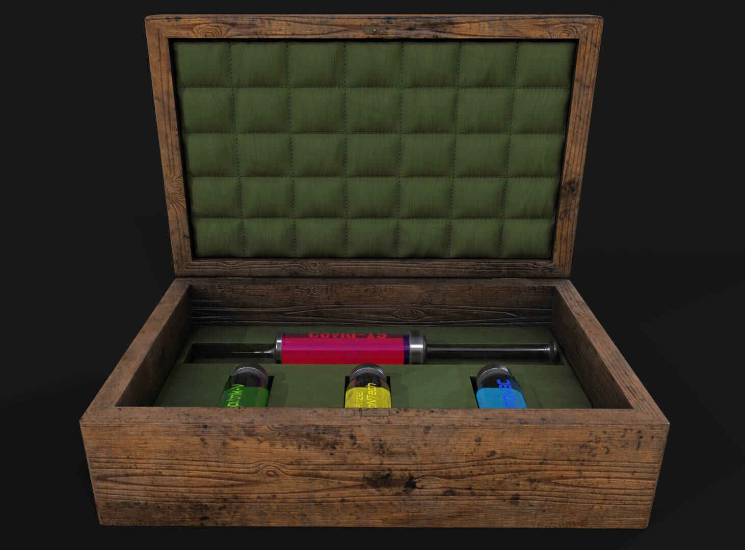 Stylized Box with Covid-19 Virus and Vaccines 3D Model by 3D_Kod