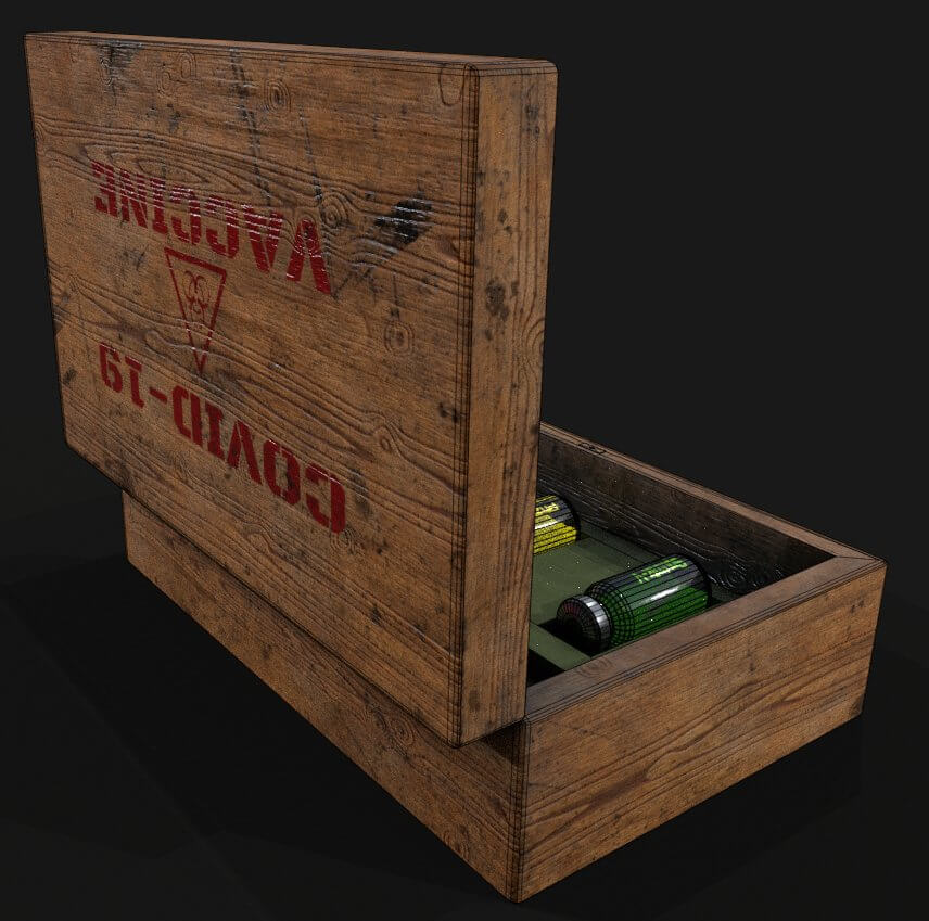 Stylized Box with Covid-19 Virus and Vaccines 3D Model by 3D_Kod