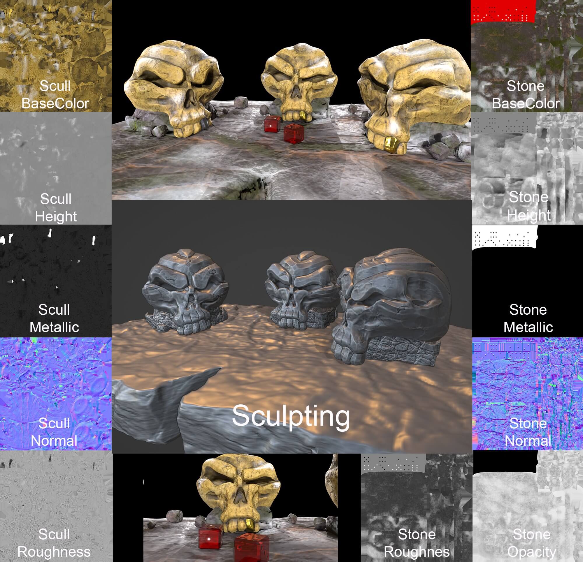 Stylized Magic Skulls - 3D Model by 3D_Kod