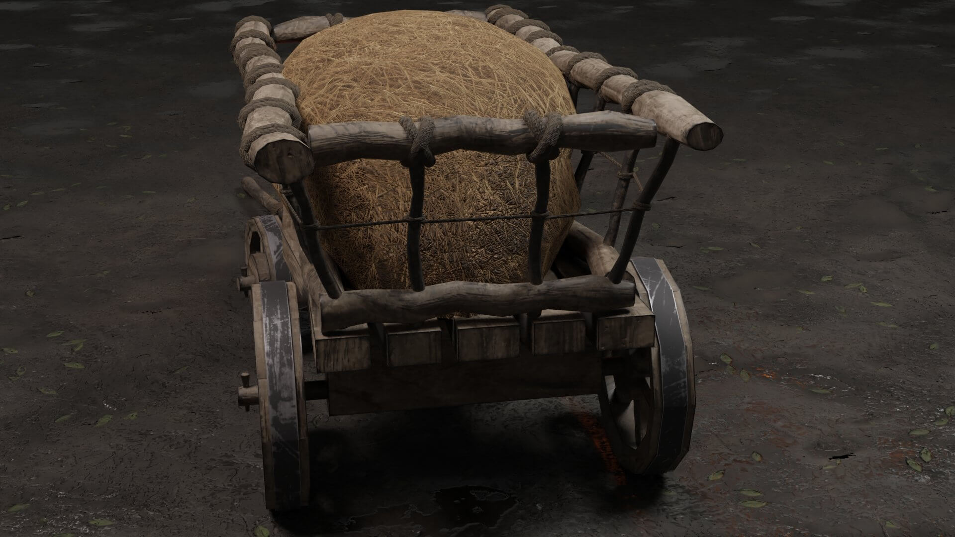 Stylized Medieval Cart with a Lamp and Hay - 3D Model by 3D_Kod