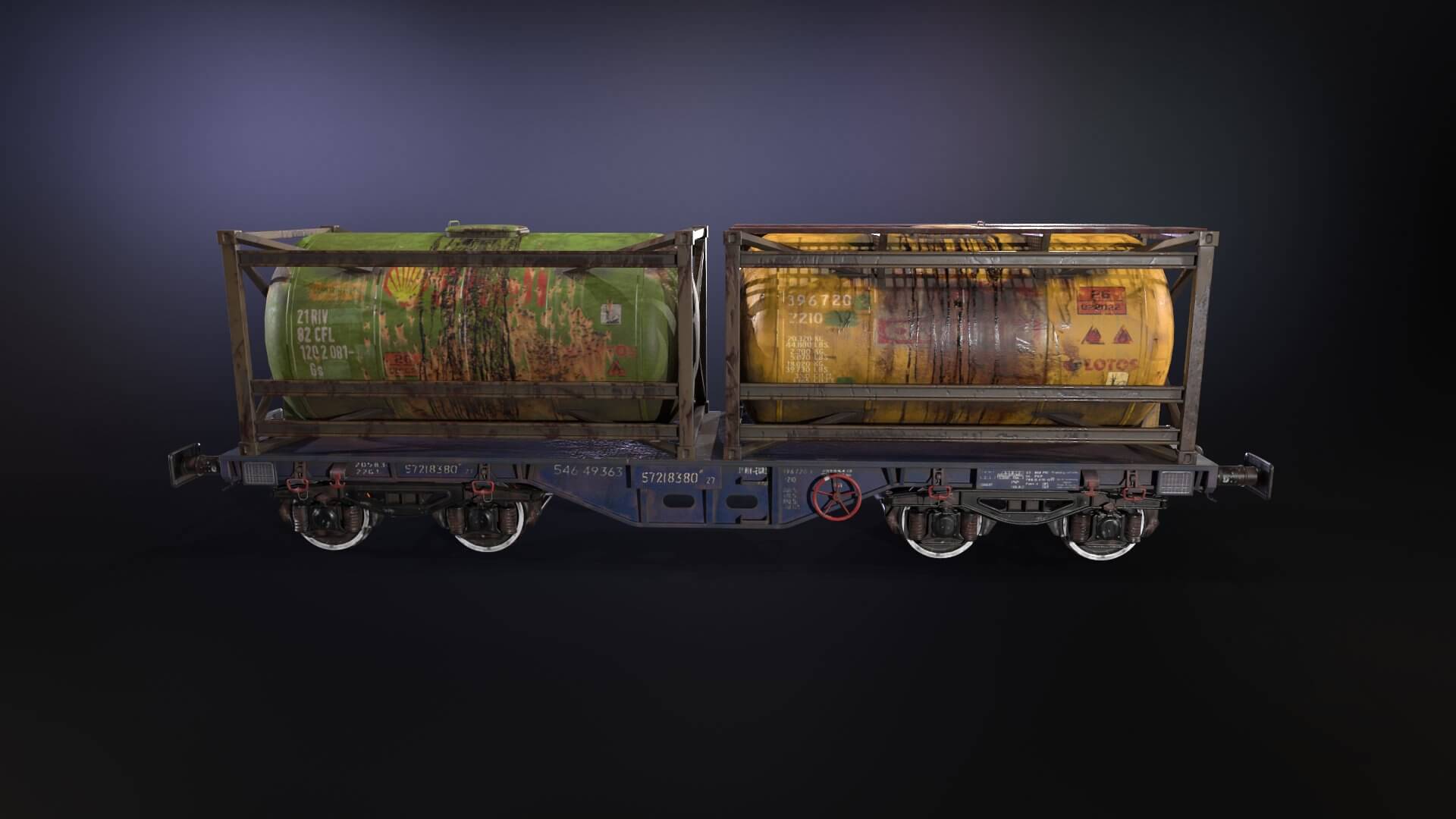 Stylized Railway Wagon with Tanks - 3D Model by 3D_Kod