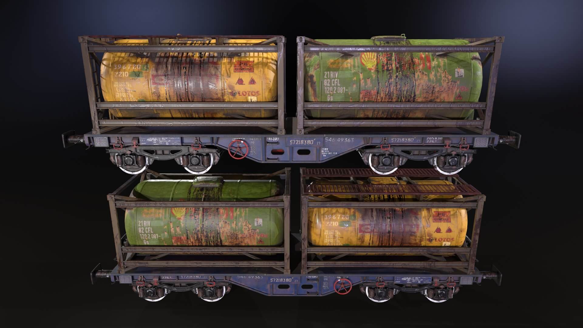 Stylized Railway Wagon with Tanks - 3D Model by 3D_Kod