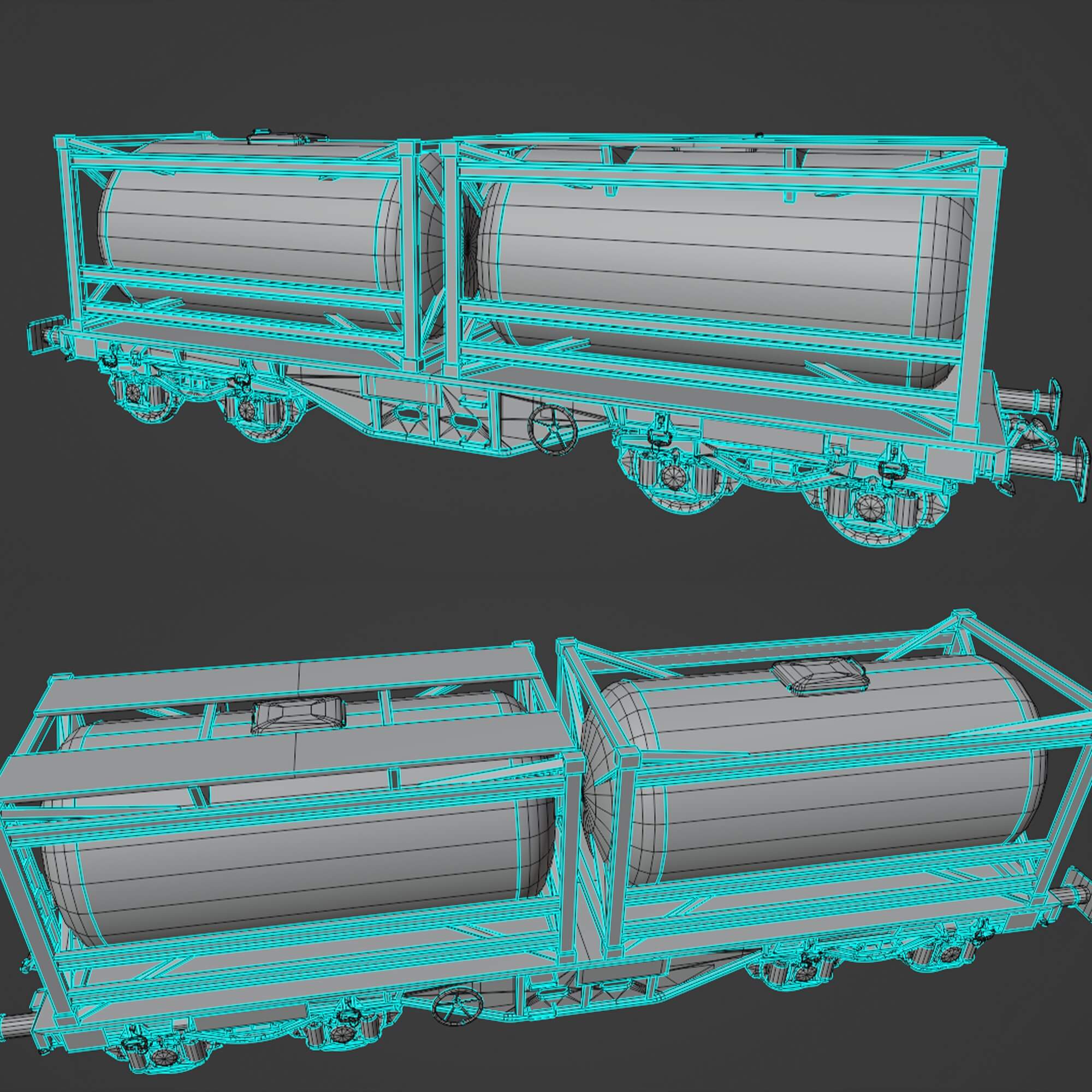 Stylized Railway Wagon with Tanks - 3D Model by 3D_Kod
