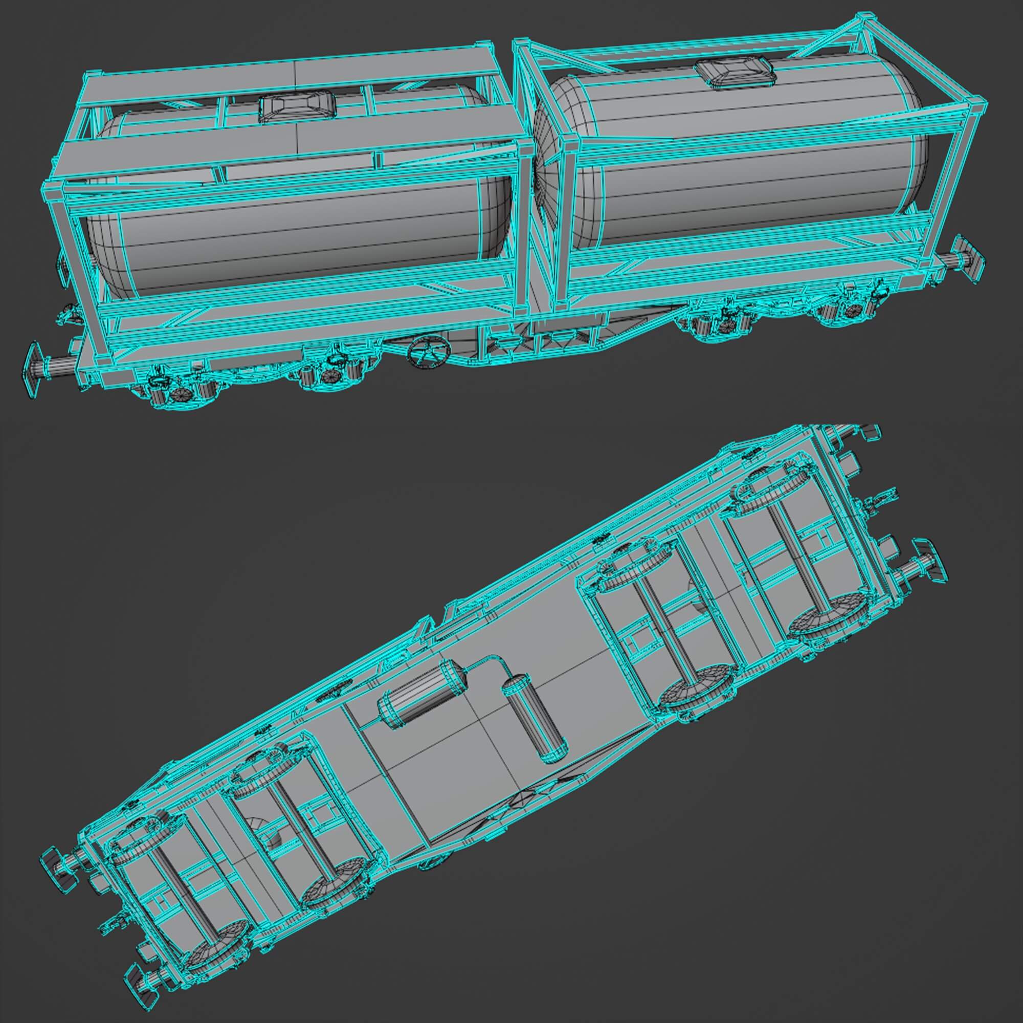 Stylized Railway Wagon with Tanks - 3D Model by 3D_Kod