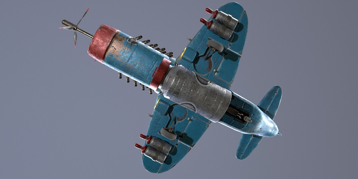 Stylized Blue Airplane - 3D Model by 3D_Kod