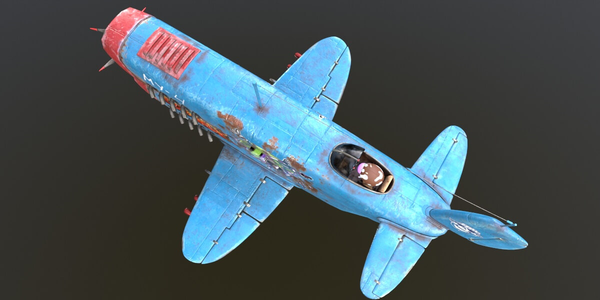 Stylized Blue Airplane - 3D Model by 3D_Kod