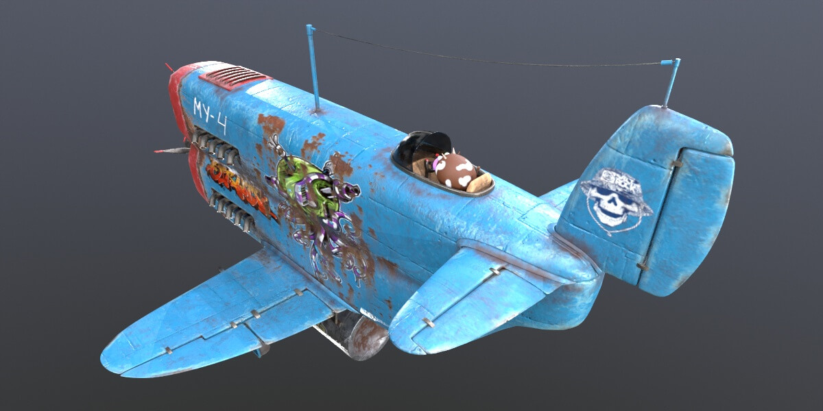 Stylized Blue Airplane - 3D Model by 3D_Kod