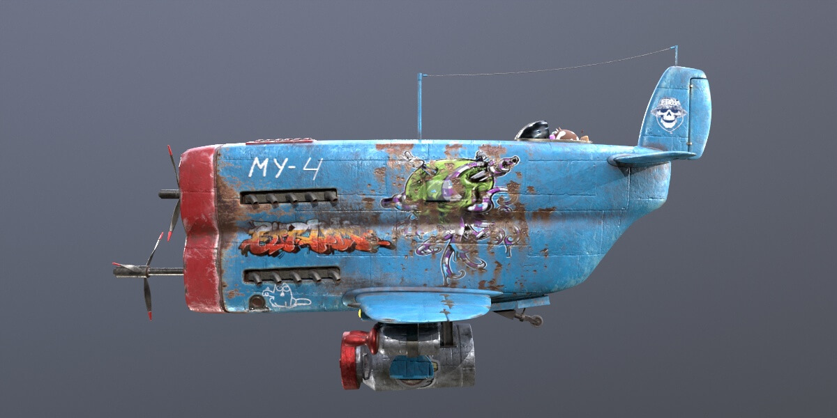Stylized Blue Airplane - 3D Model by 3D_Kod