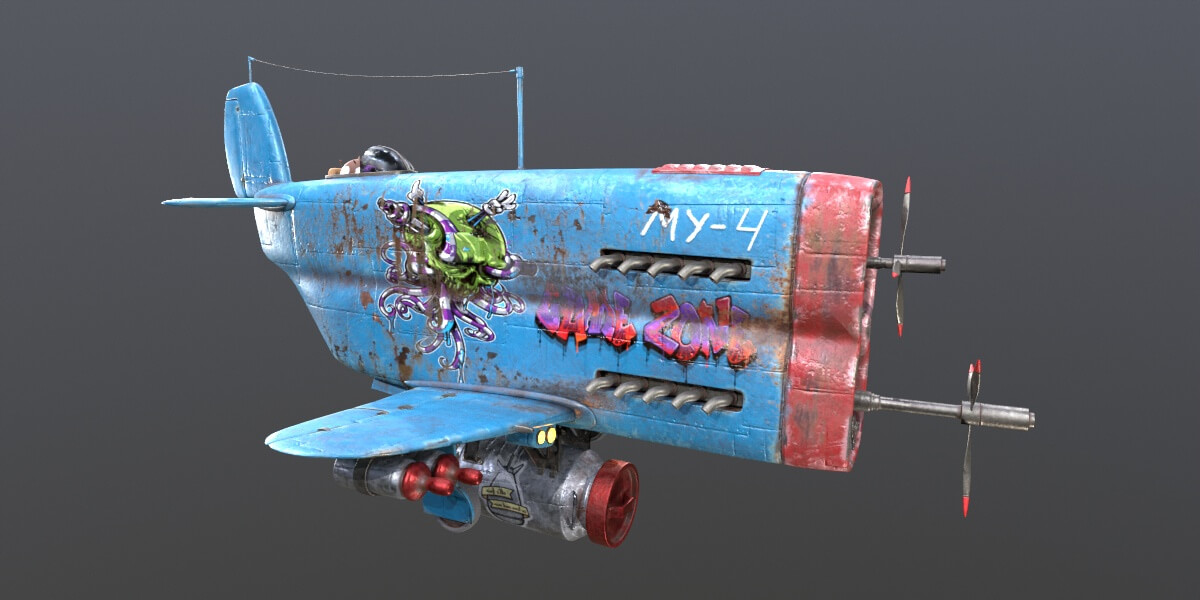 Stylized Blue Airplane - 3D Model by 3D_Kod