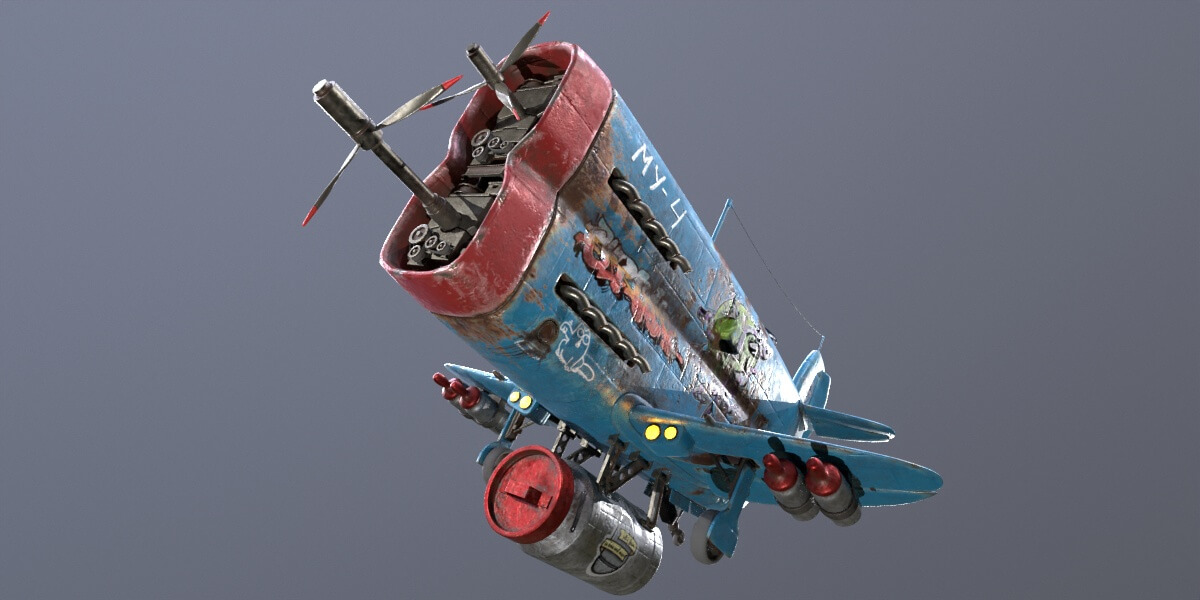 Stylized Blue Airplane - 3D Model by 3D_Kod