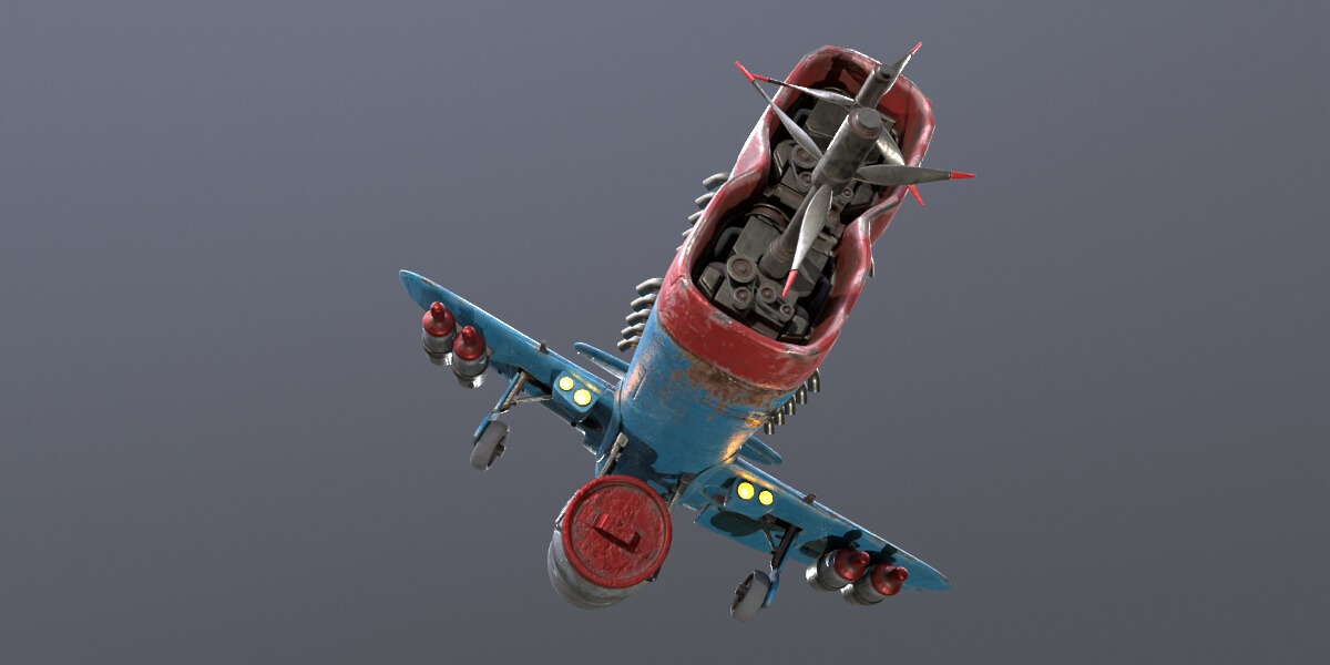 Stylized Blue Airplane - 3D Model by 3D_Kod