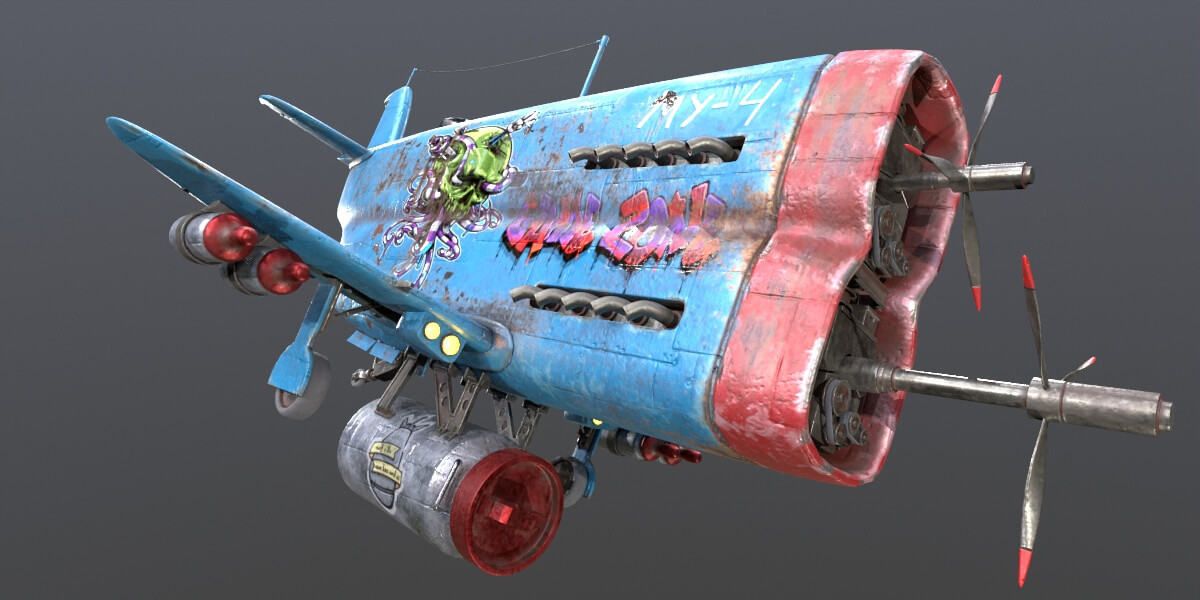 Stylized Blue Airplane - 3D Model by 3D_Kod