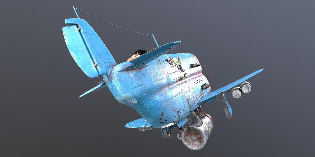 Stylized Blue Airplane - 3D Model by 3D_Kod
