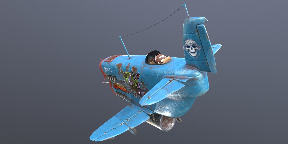 Stylized Blue Airplane - 3D Model by 3D_Kod