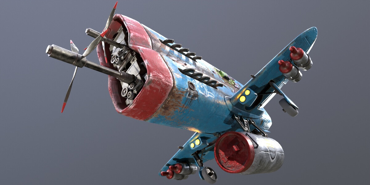Stylized Blue Airplane - 3D Model by 3D_Kod