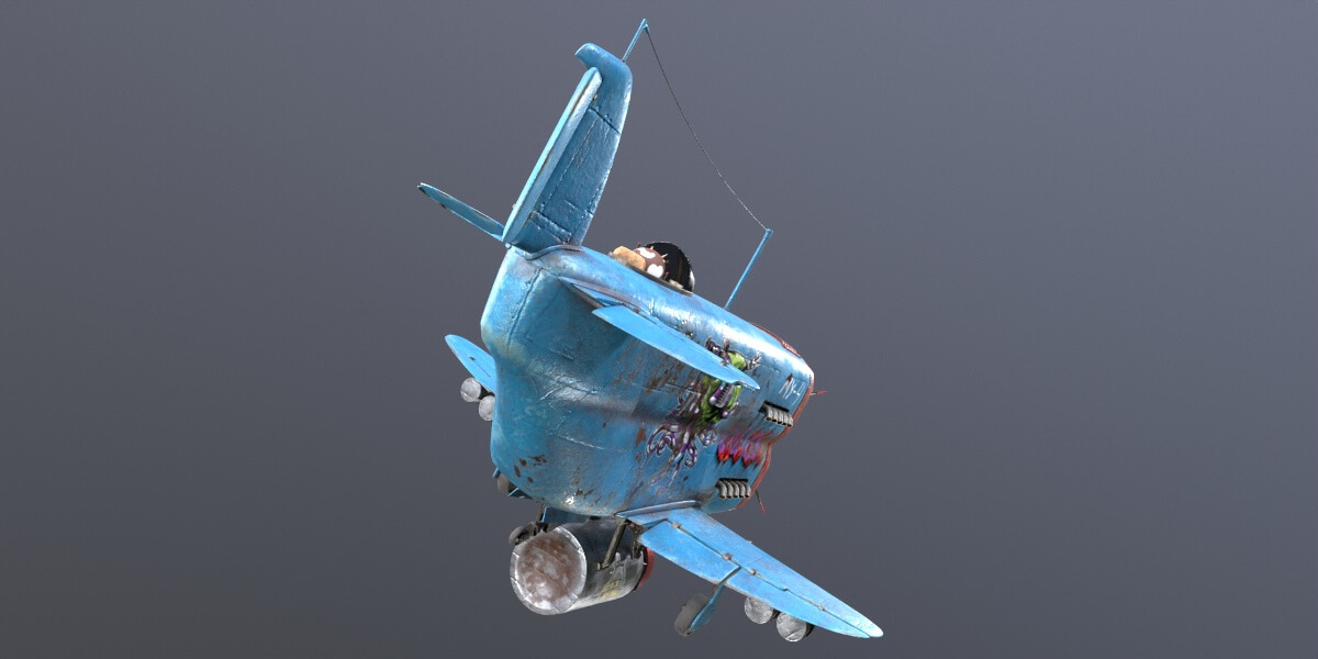 Stylized Blue Airplane - 3D Model by 3D_Kod