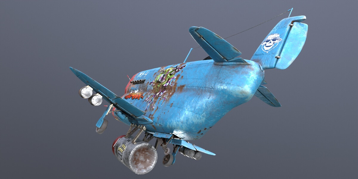 Stylized Blue Airplane - 3D Model by 3D_Kod