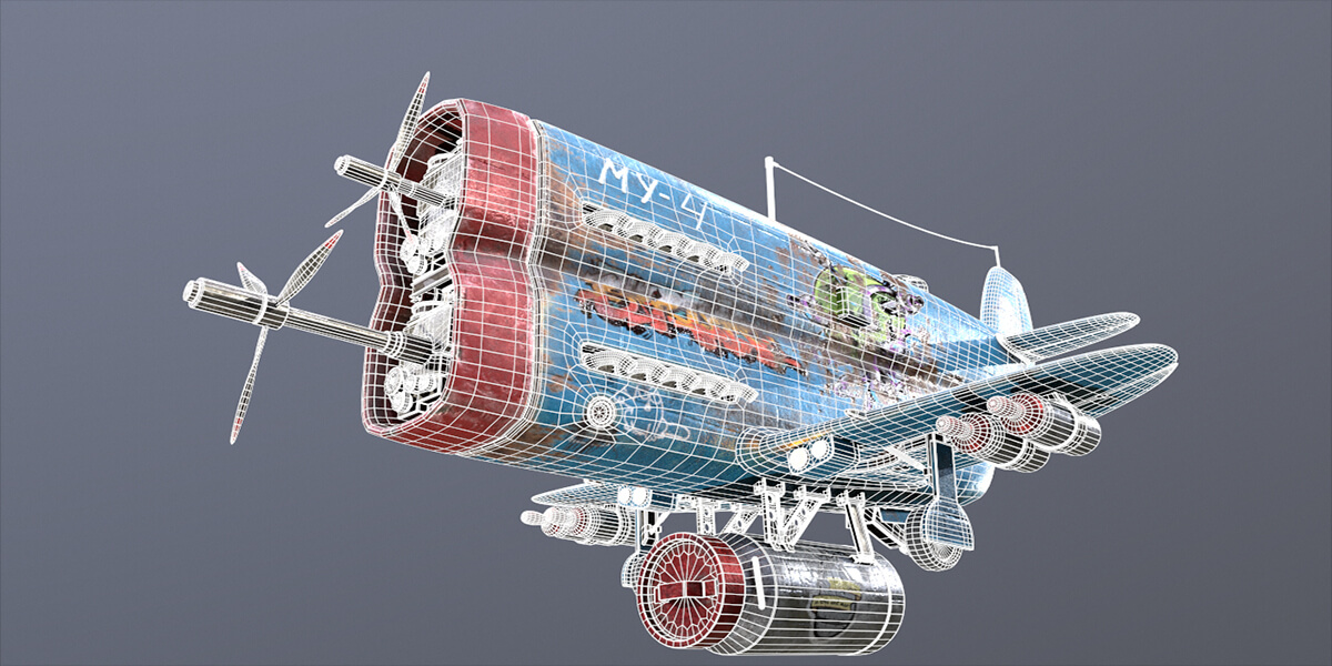 Stylized Realistic Blue Airplane - 3D Model by 3D_Kod