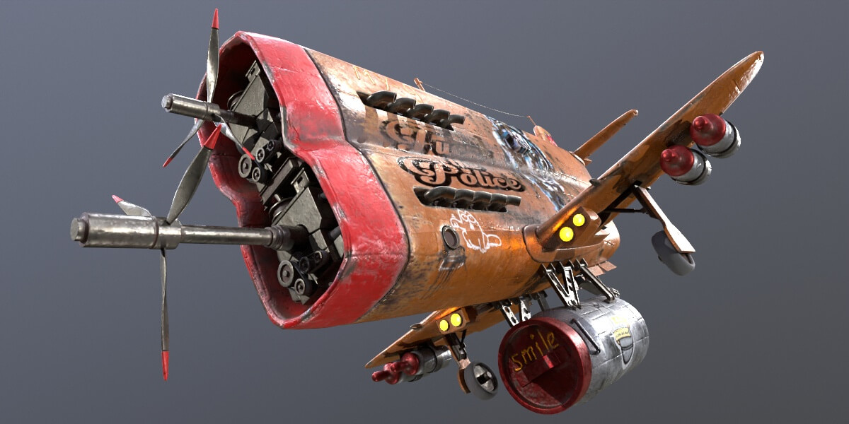 Stylized Realistic Brown Airplane - 3D Model by 3D_Kod