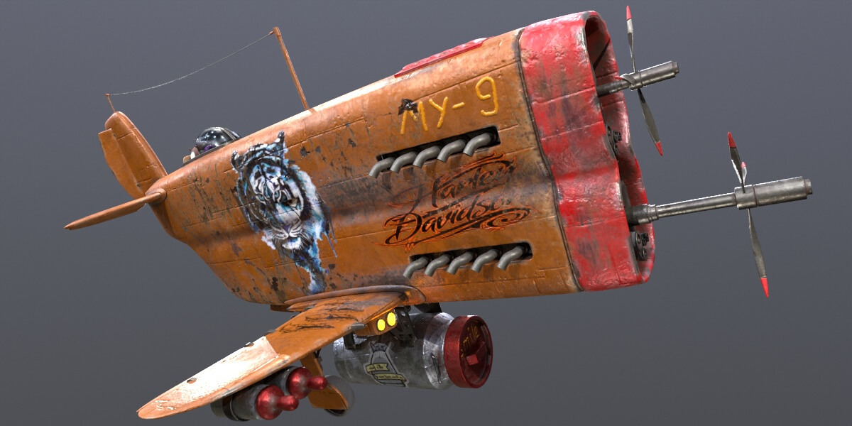 Stylized Brown Airplane - 3D Model by 3D_Kod