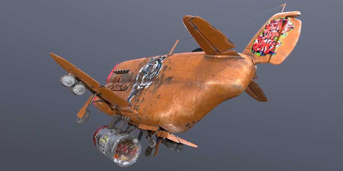 Stylized Brown Airplane - 3D Model by 3D_Kod