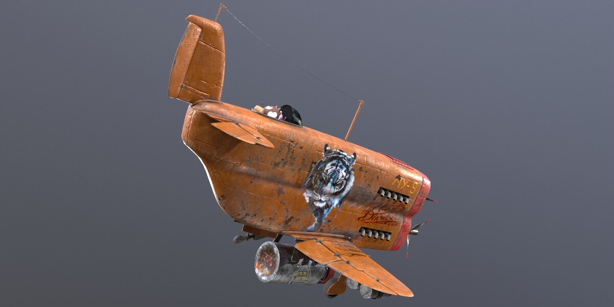 Stylized Brown Airplane - 3D Model by 3D_Kod