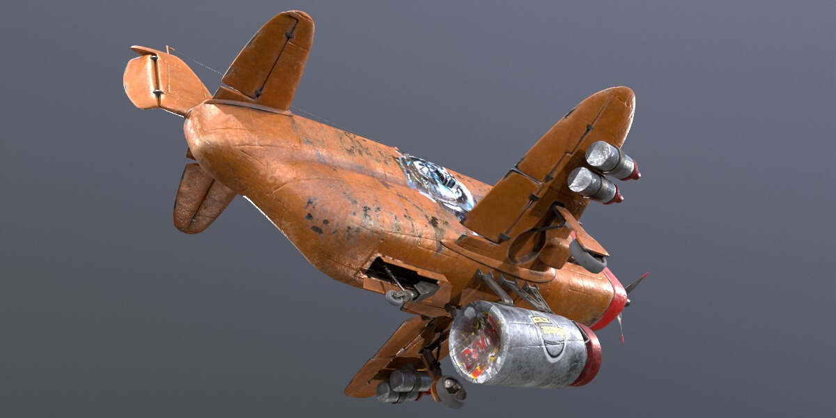 Stylized Realistic Brown Airplane - 3D Model by 3D_Kod